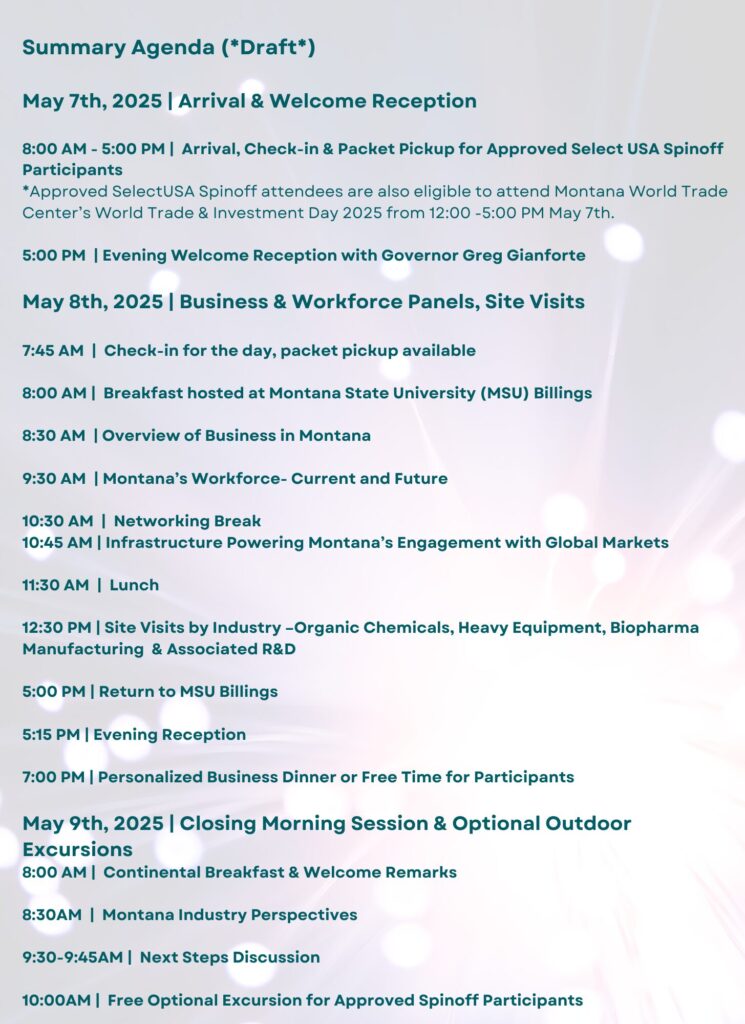 2025 SelectUSA Spinoff – Montana World Trade Center